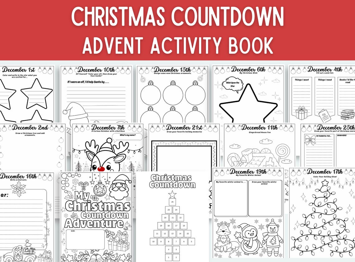 Christmas Countdown Activity Book Advent Activity Book Advent Countdown ...