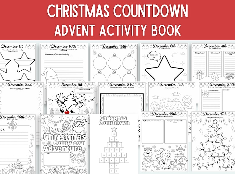 Christmas Countdown Activity Book Advent Activity Book Advent Countdown ...