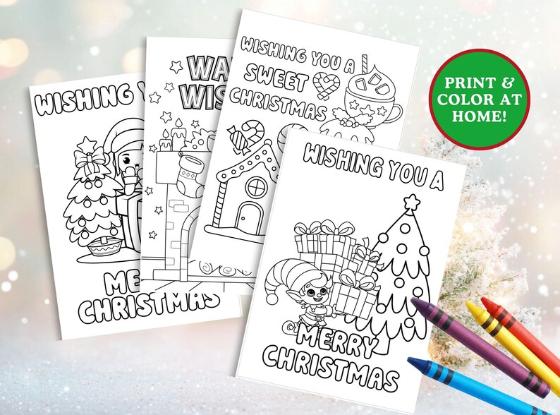 Christmas Coloring Cards for Kids Printable Christmas Cards Christmas ...