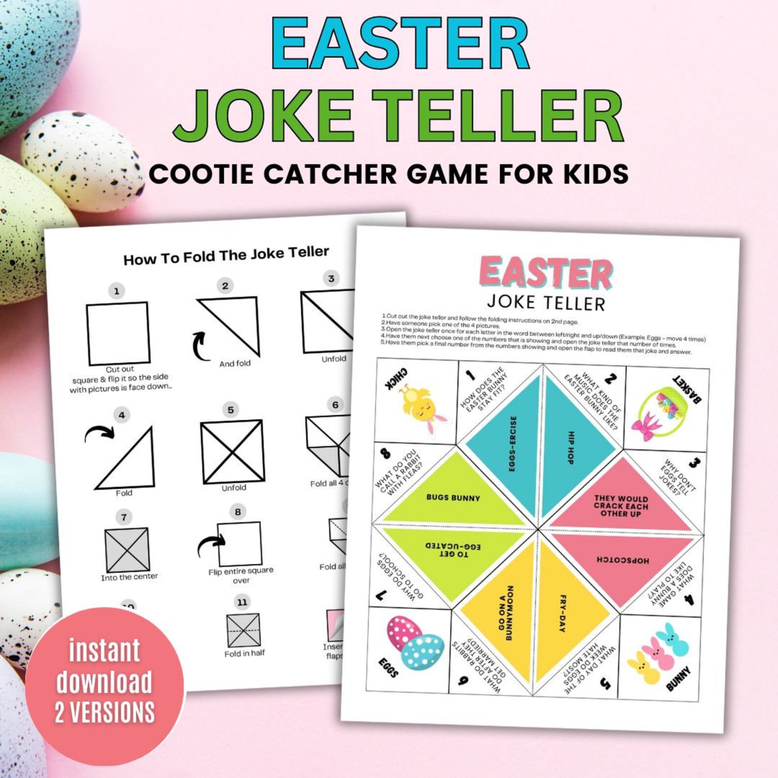 Easter Joke Teller Printable Easter Cootie Catcher Easter Fortune ...