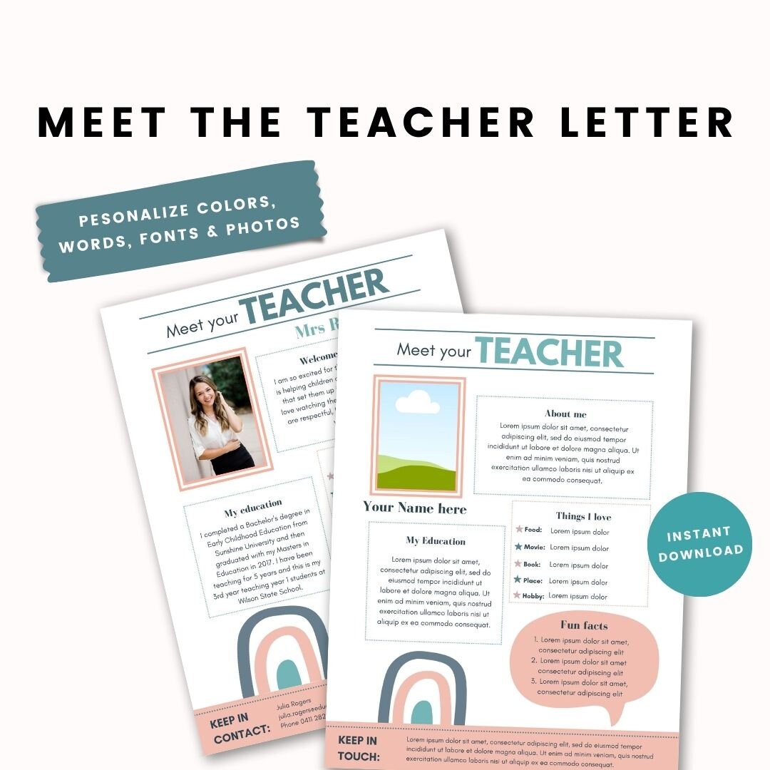 Editable Meet the Teacher Template, Boho Canva Template, School ...