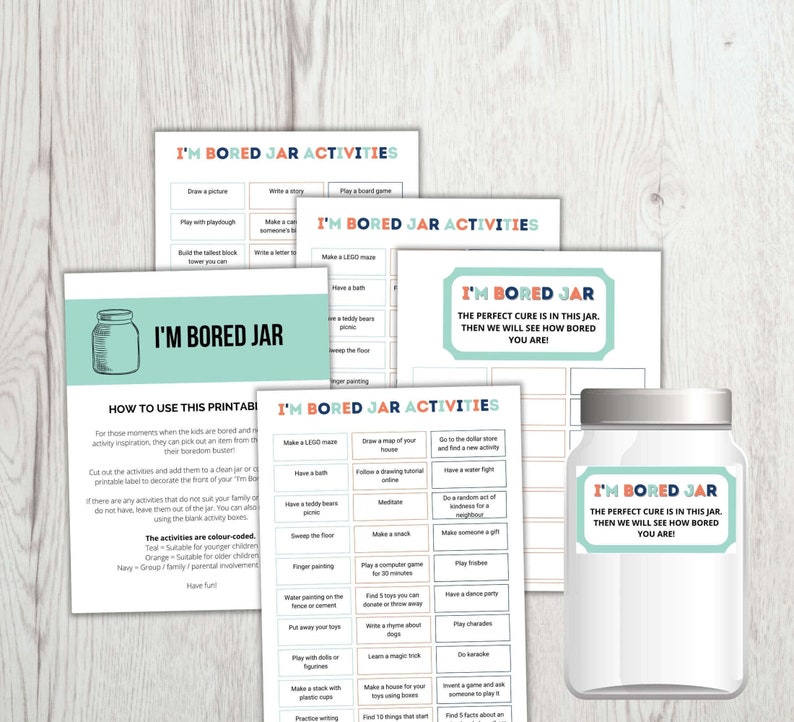 I'm Bored Jar Activity Cards Printable Activity Cards for Kids ...