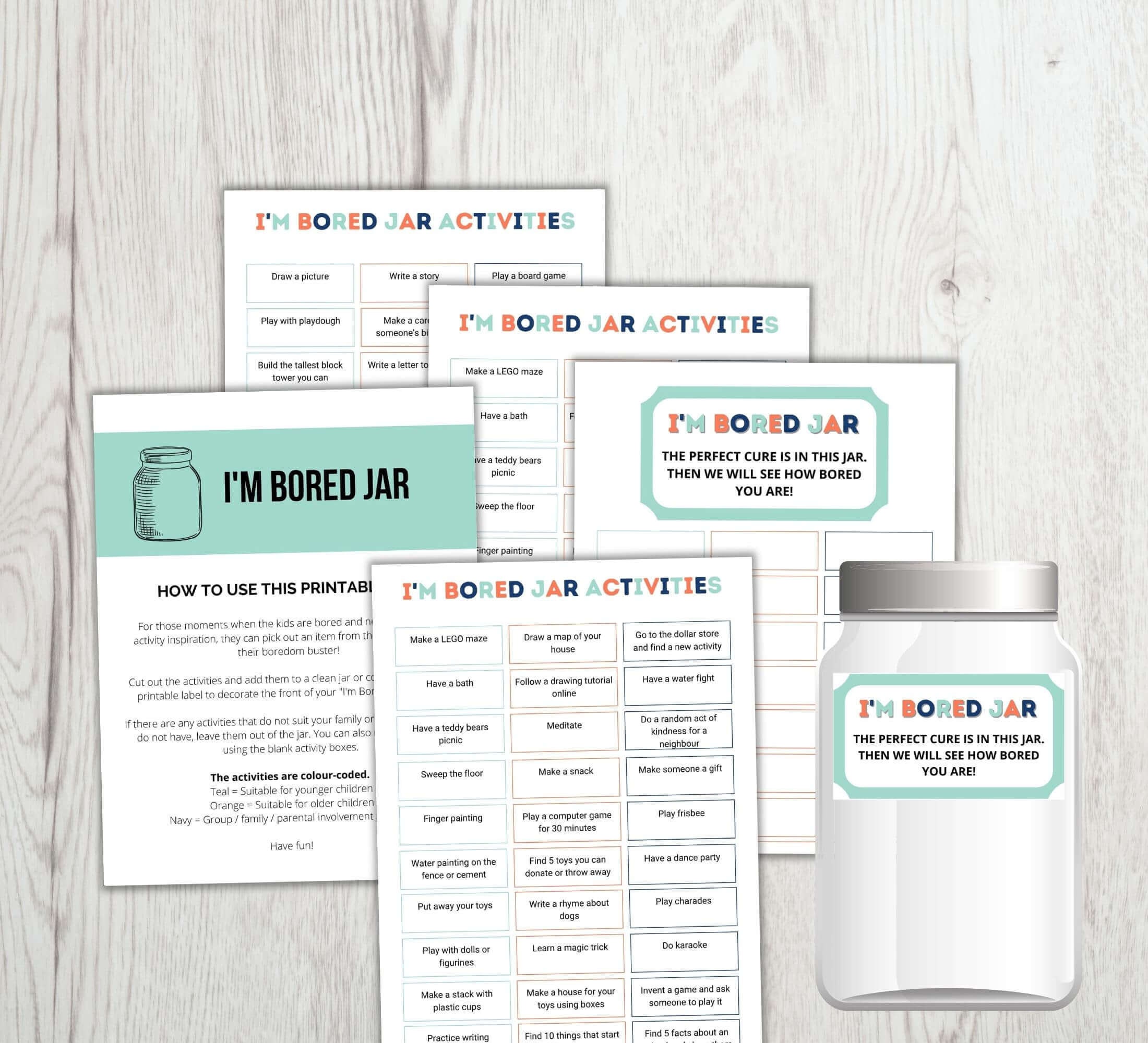I'm Bored Jar Activity Cards Printable Activity Cards for Kids ...