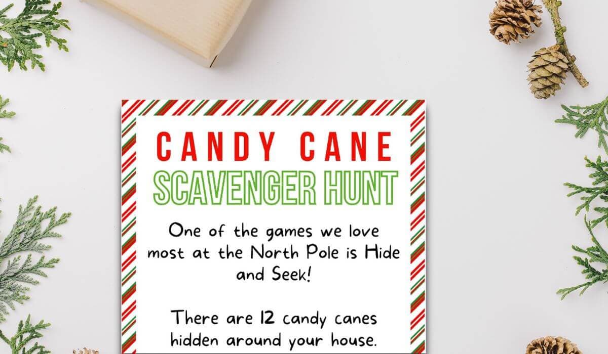 Printable Elf Scavenger Hunt Clues Elf Candy Cane Hunt Sign Christmas ...