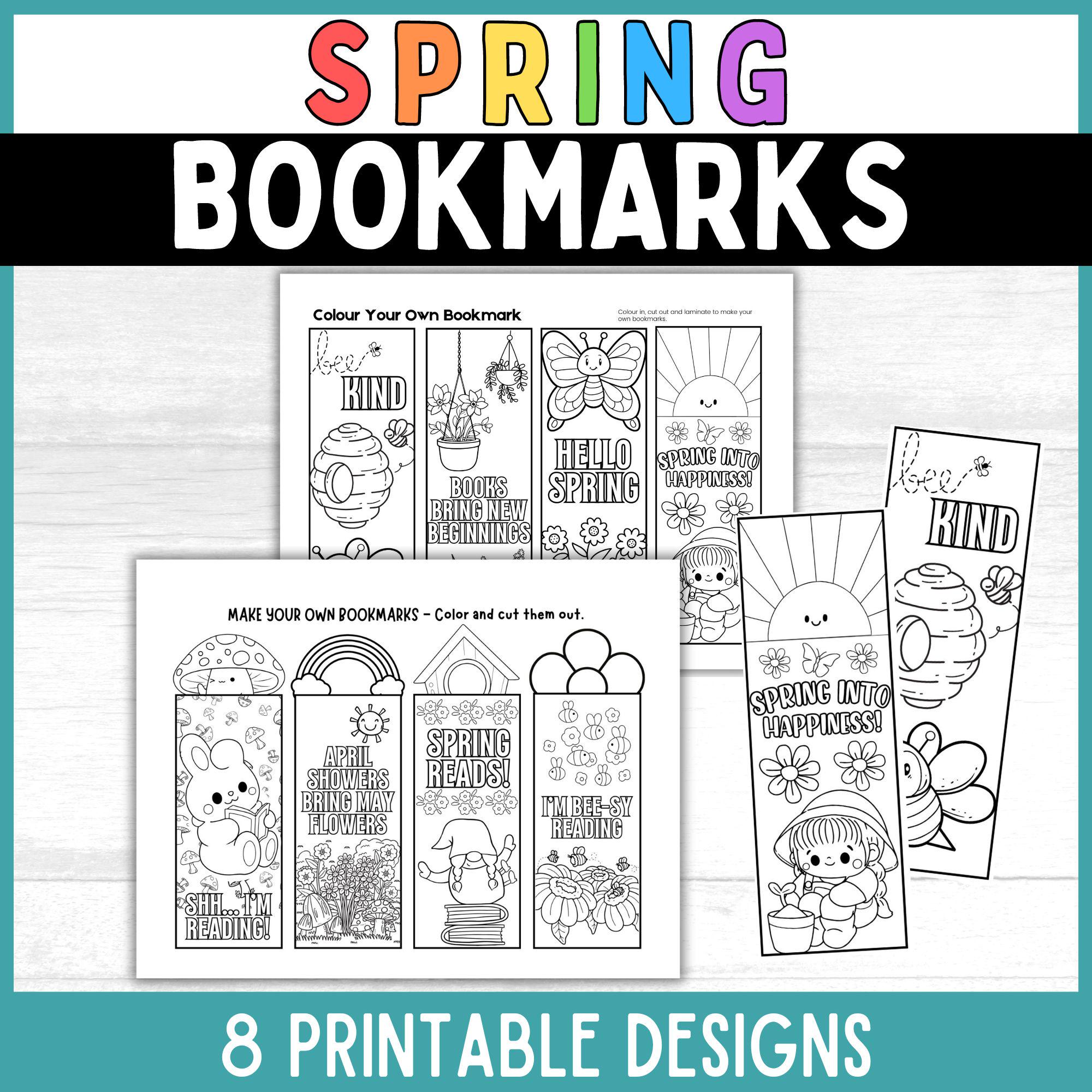 Spring Bookmarks Printable Coloring Bookmarks for Kids Printable Spring ...