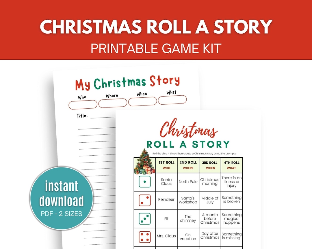 Christmas Story Starters, Christmas Roll A Story Game, Christmas Dice ...