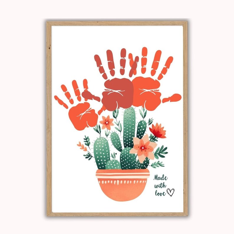 Cactus Mother's Day Handprint Craft Printable Made With Love Handprint ...