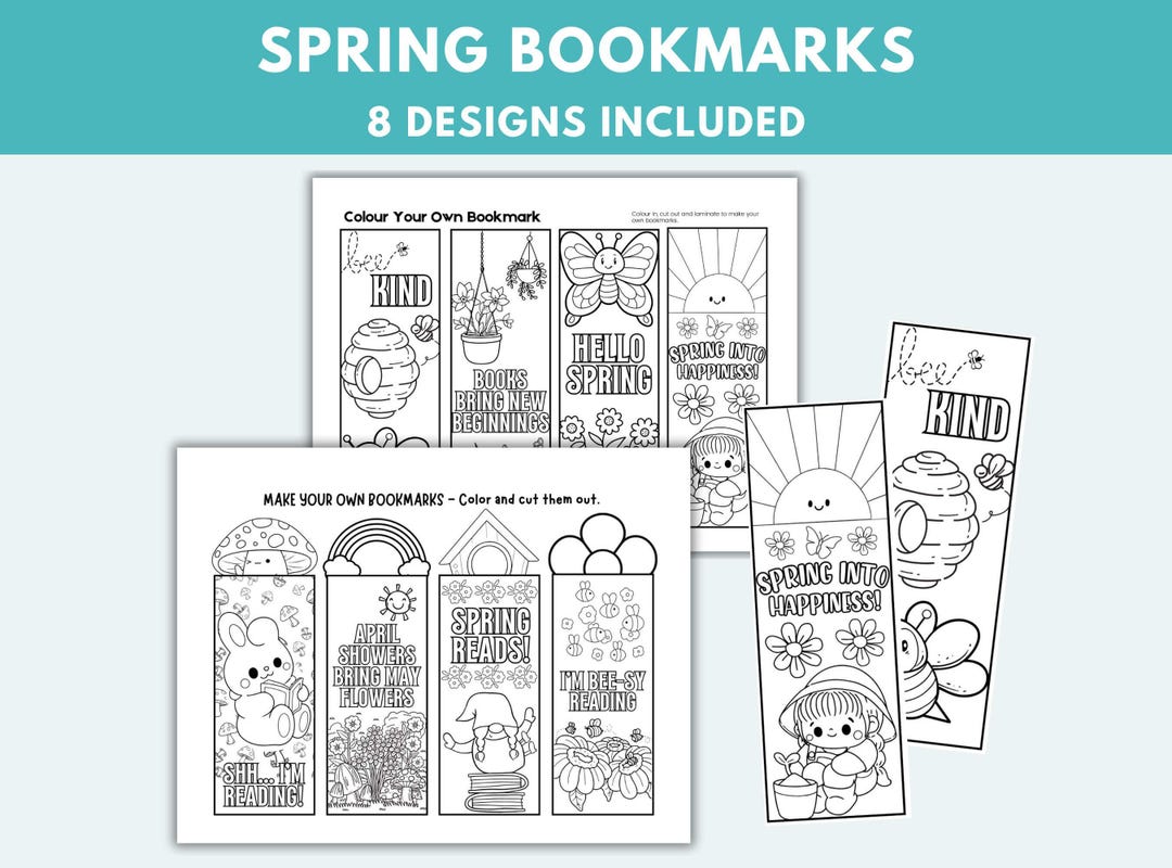 Spring Bookmarks Printable Coloring Bookmarks for Kids Printable Spring ...