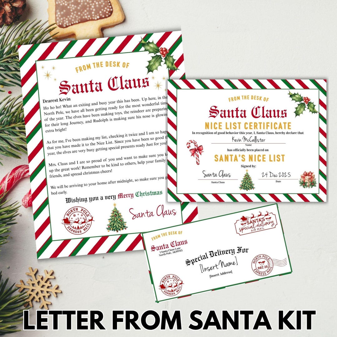 Editable Letter From Santa Printable Christmas Nice List Certificate ...