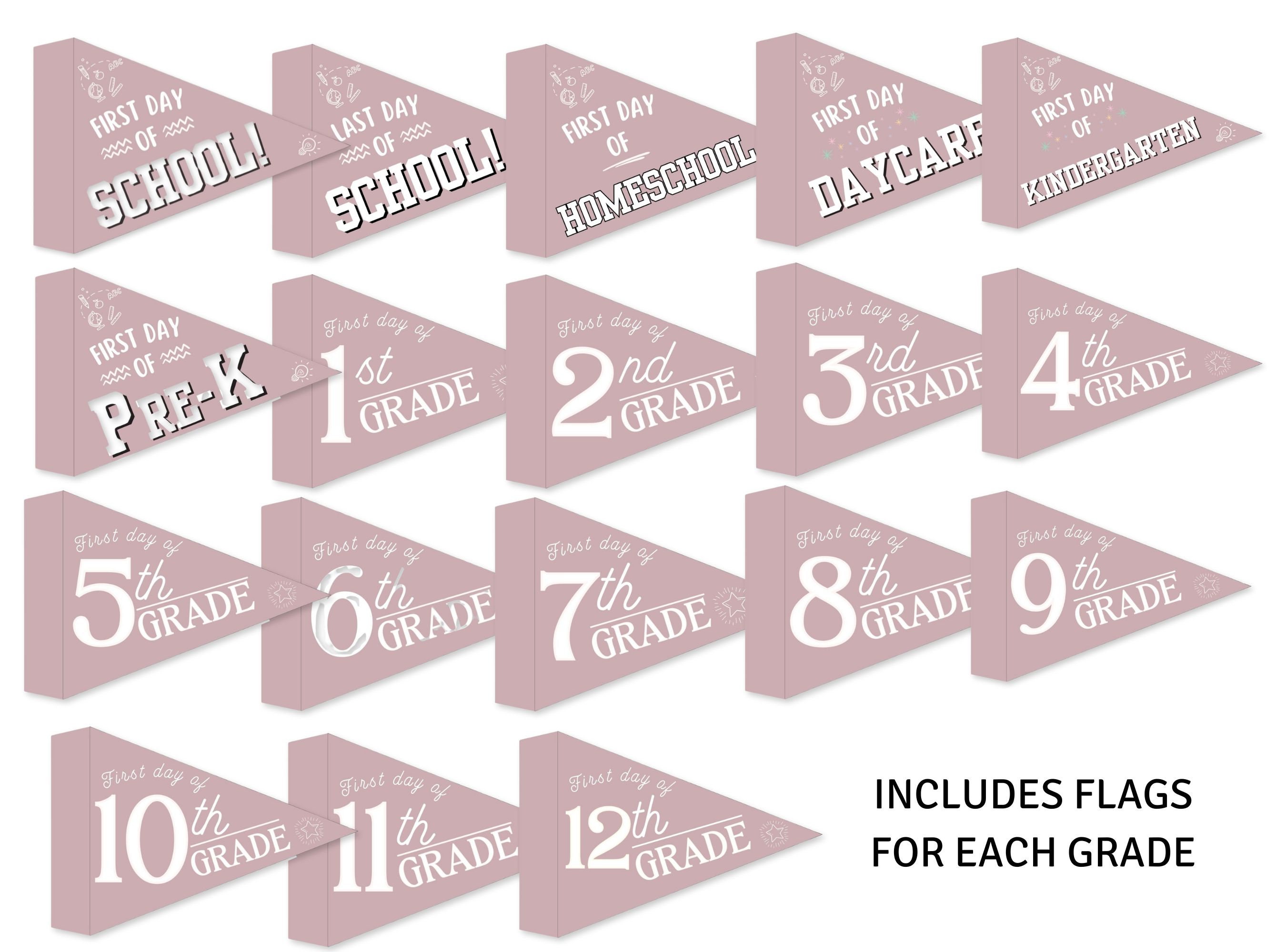 First Day of School Flags Printable First Day of School Pennants 1st ...
