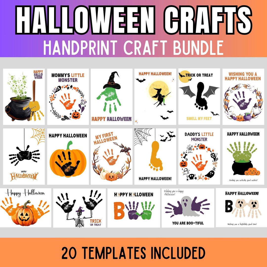 Halloween Handprint Craft Bundle Printable Halloween Handprint Art ...