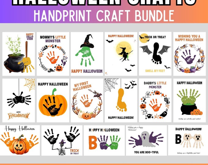 Halloween Handprint Craft Bundle, Halloween Handprint Art, Fun ...