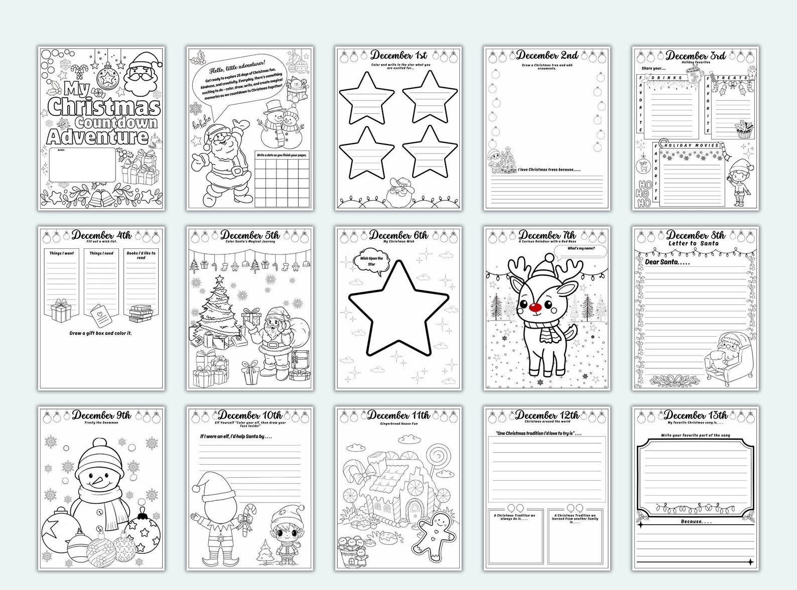 Christmas Countdown Activity Book Advent Activity Book Advent Countdown ...