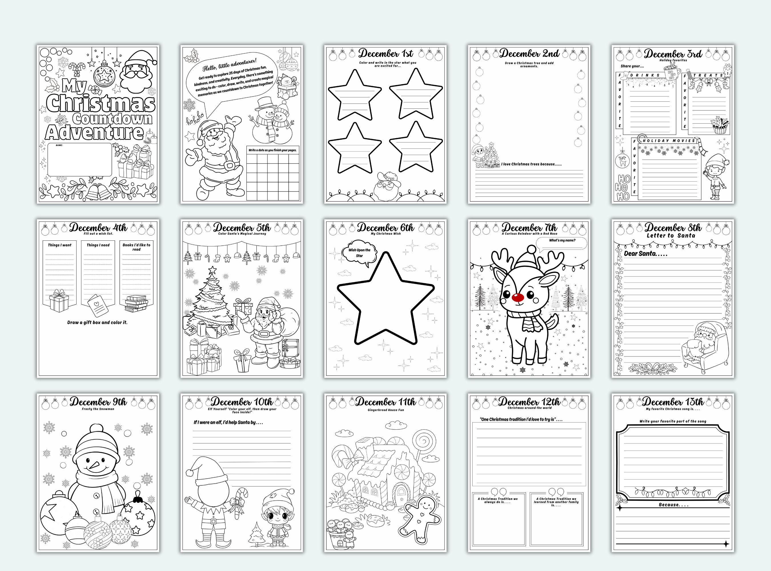 Christmas Countdown Activity Book Advent Activity Book Advent Countdown ...