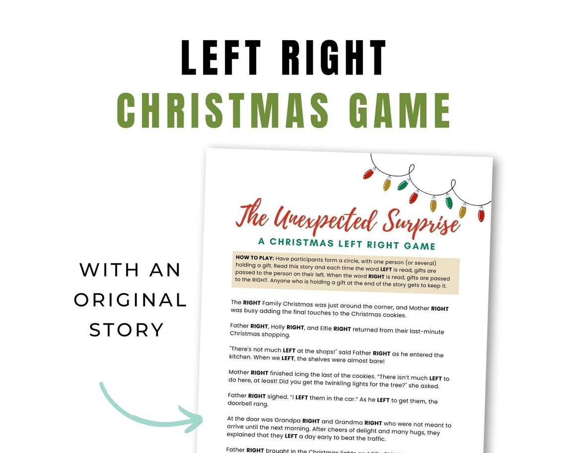 Left Right Christmas Game, Left Right Gift Exchange Game, Christmas ...