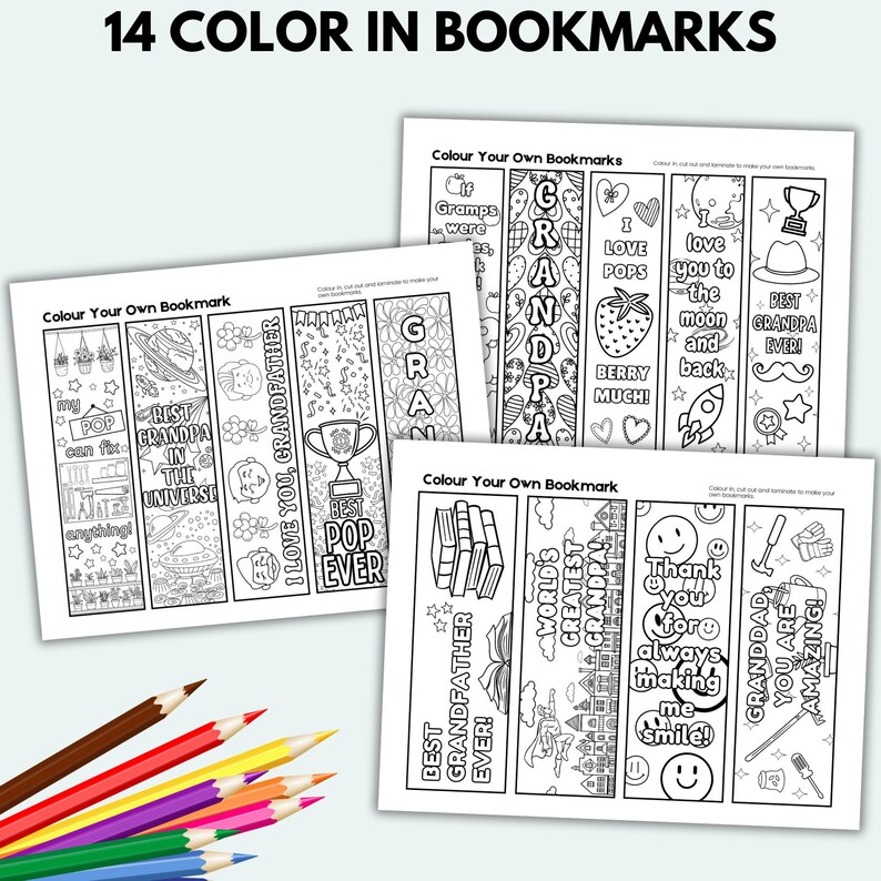 Grandfather Bookmarks Grandparents Day Bookmarks Printable Grandparent ...