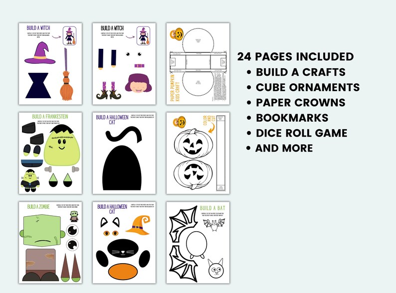 Halloween Craft Bundle Printable Halloween Activity Sheets Printable ...
