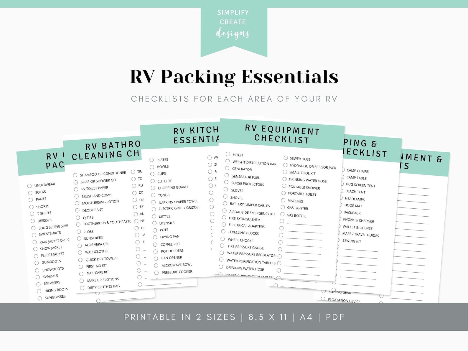 Printable RV Packing List RV Checklist Campervan Packing List Printable ...