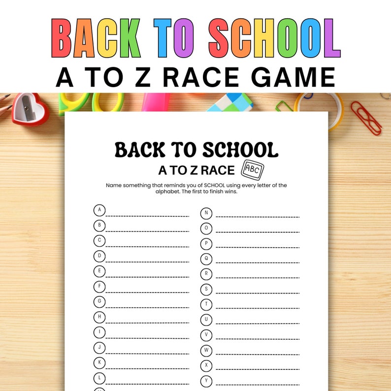 Back to School Think Fast Game First Day of School Activity Printable ...