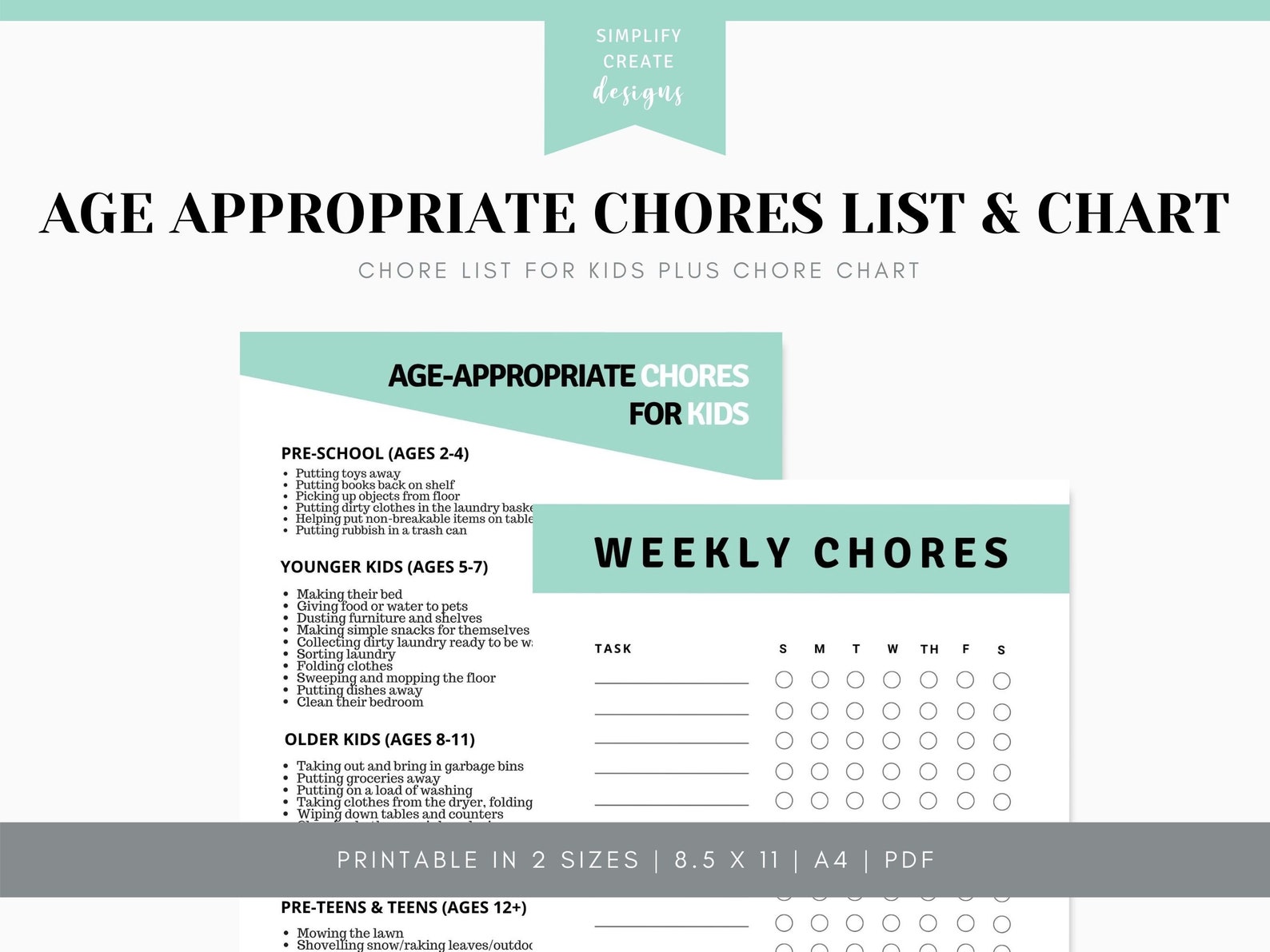 Age Appropriate Chore List & Printable Chore Chart for Kids Printable ...