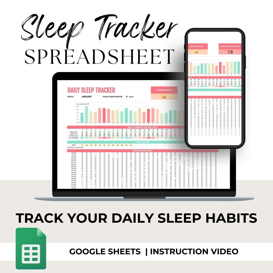 Daily Sleep Tracker Spreadsheet Sleep Tracking Google Sheets Hours ...