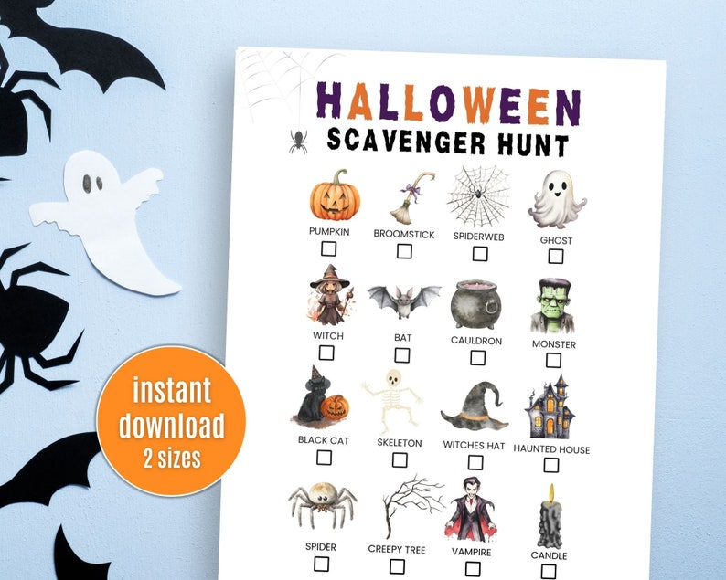 Halloween Scavenger Hunt Printable Halloween Indoor Scavenger Hunt ...