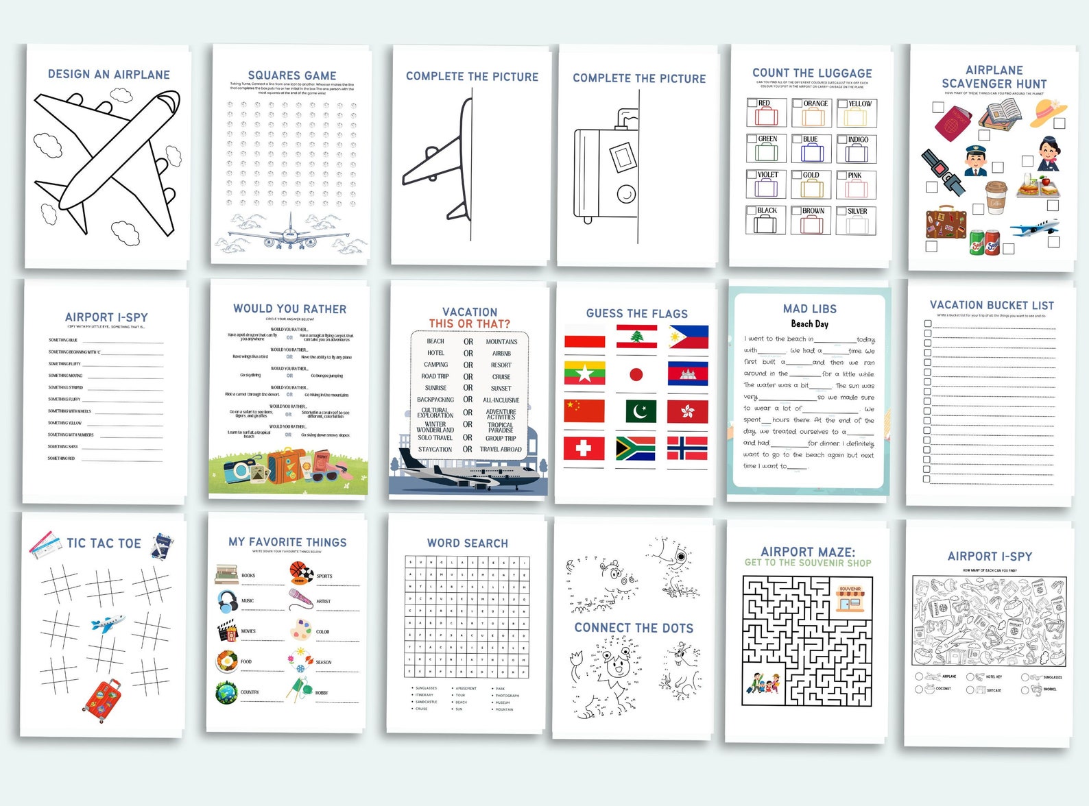 Airplane Activity Bundle Printable Airplane Kids Activities Plane ...