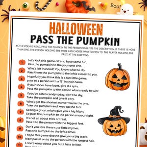 Pass the Pumpkin Game Printable Halloween Game Halloween Pass the Prize ...