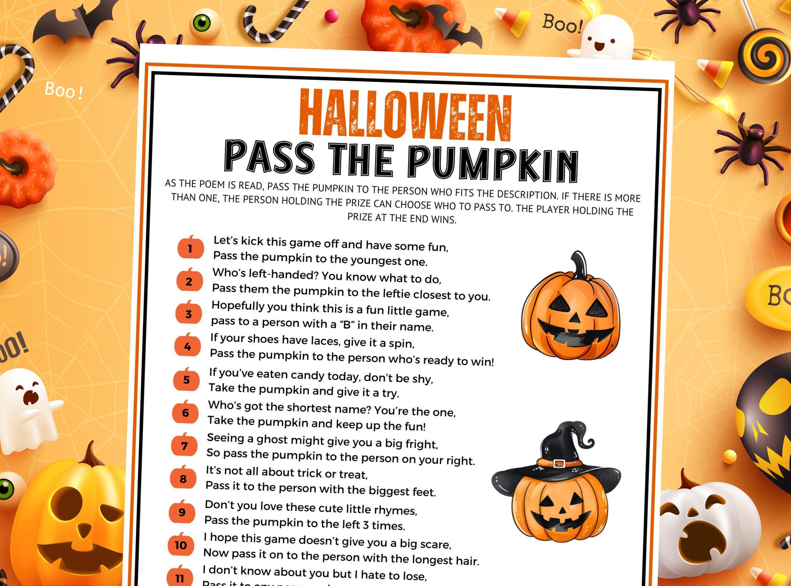 Pass the Pumpkin Game Printable Halloween Game Halloween Pass the Prize ...