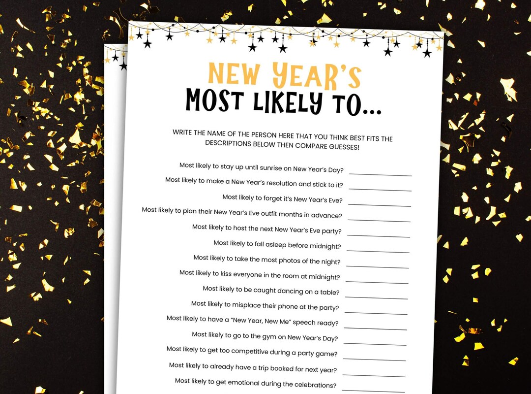 New Years Most Likely to Game Printable New Years Eve Game New Years ...