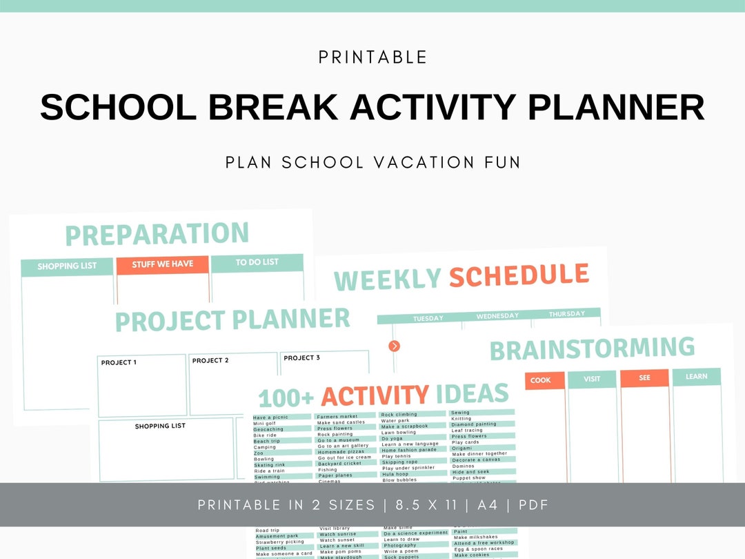 School Vacation Activity Planner Printable Summer Schedule, Summer ...
