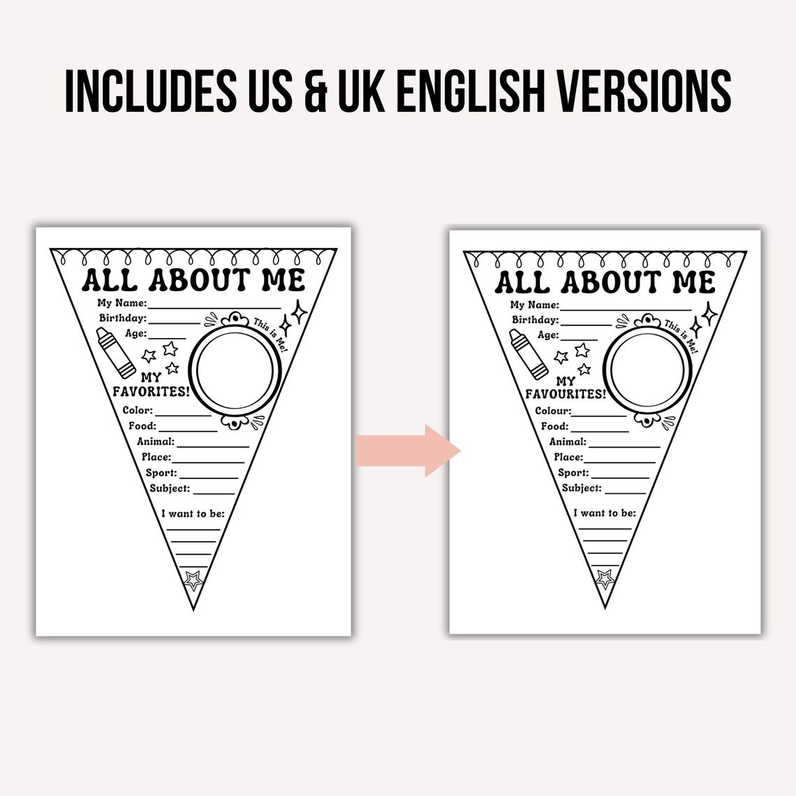 All About Me Banner First Day of School Printable Back to School ...