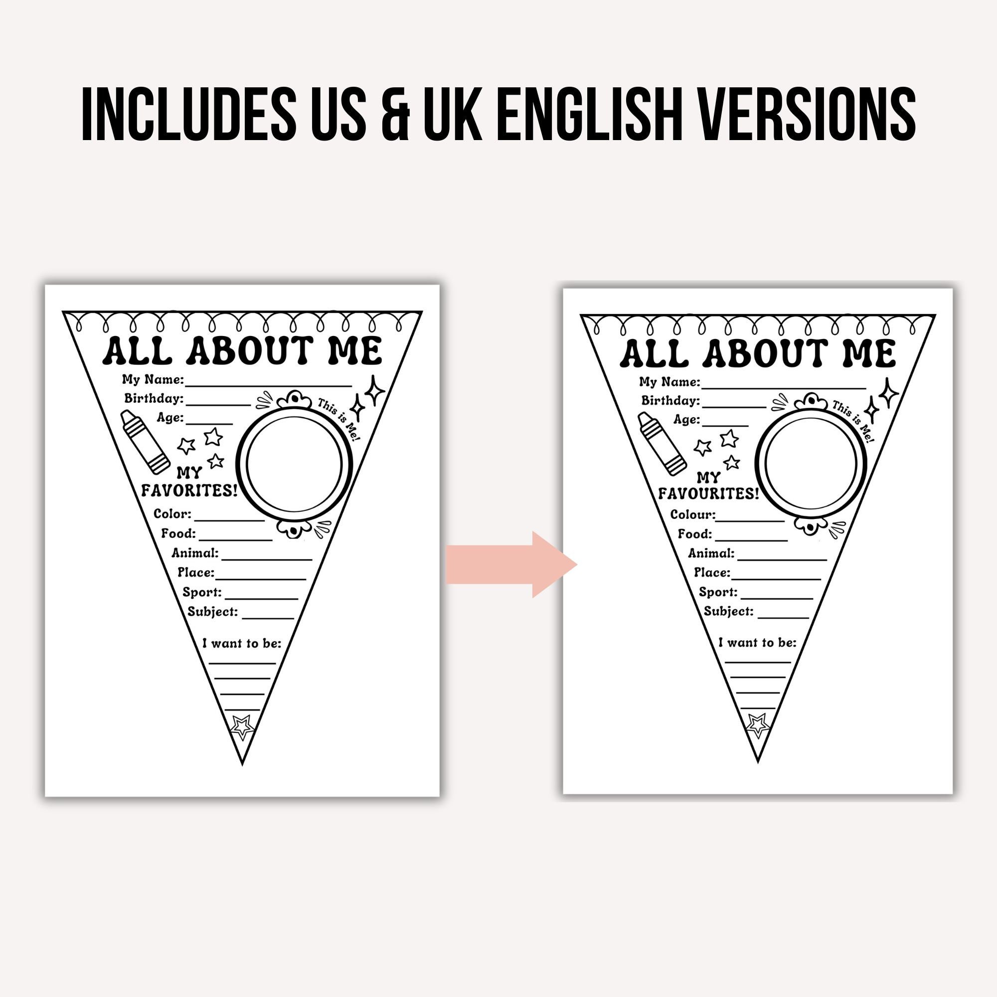 All About Me Banner First Day of School Printable Back to School ...