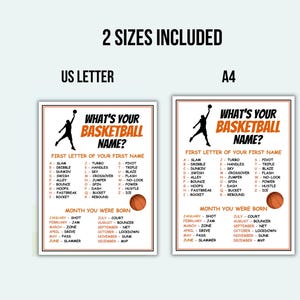 What's Your Basketball Name Game Printable Basketball Party Game ...