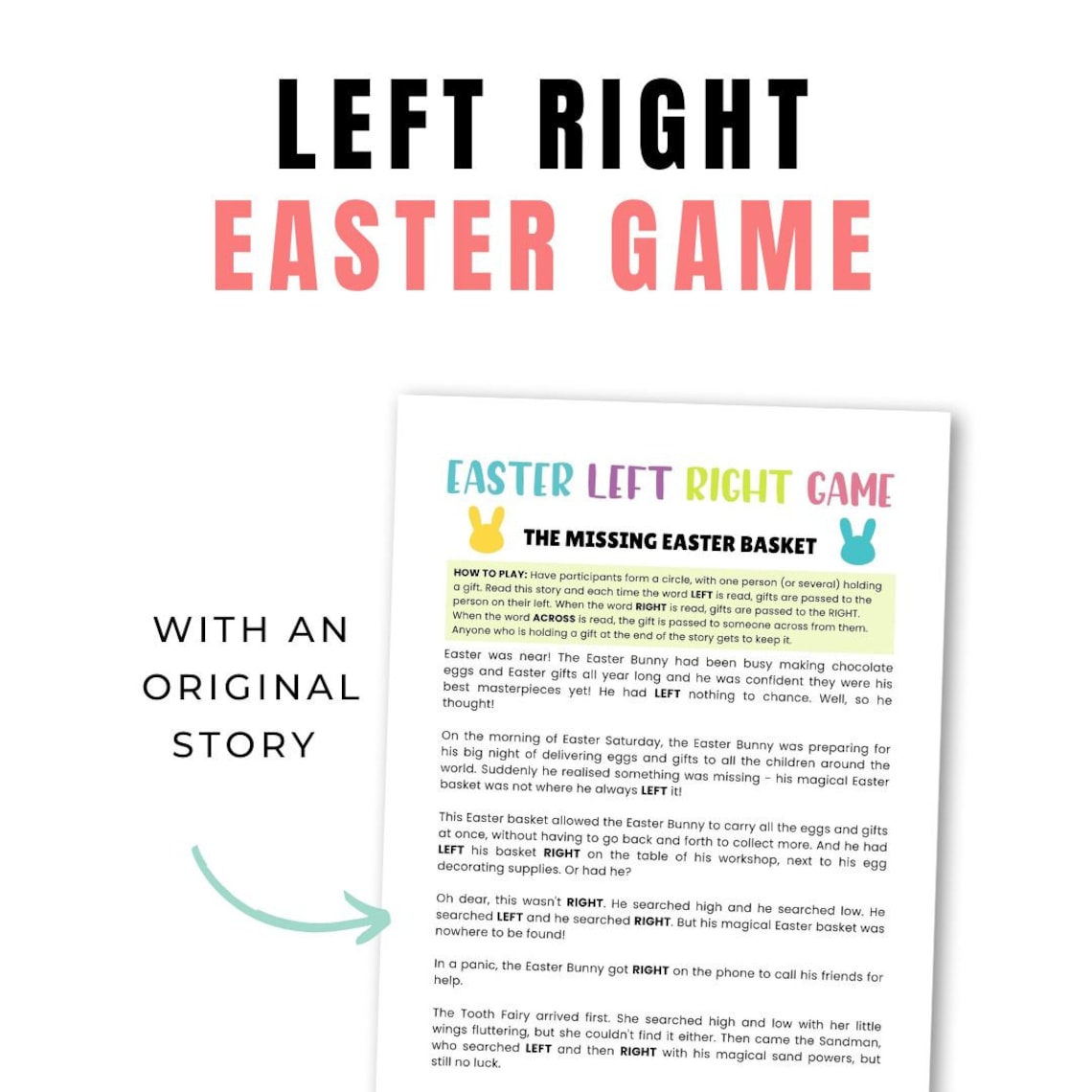 Easter Left Right Game Printable Left Right Game Easter Party Game Left ...