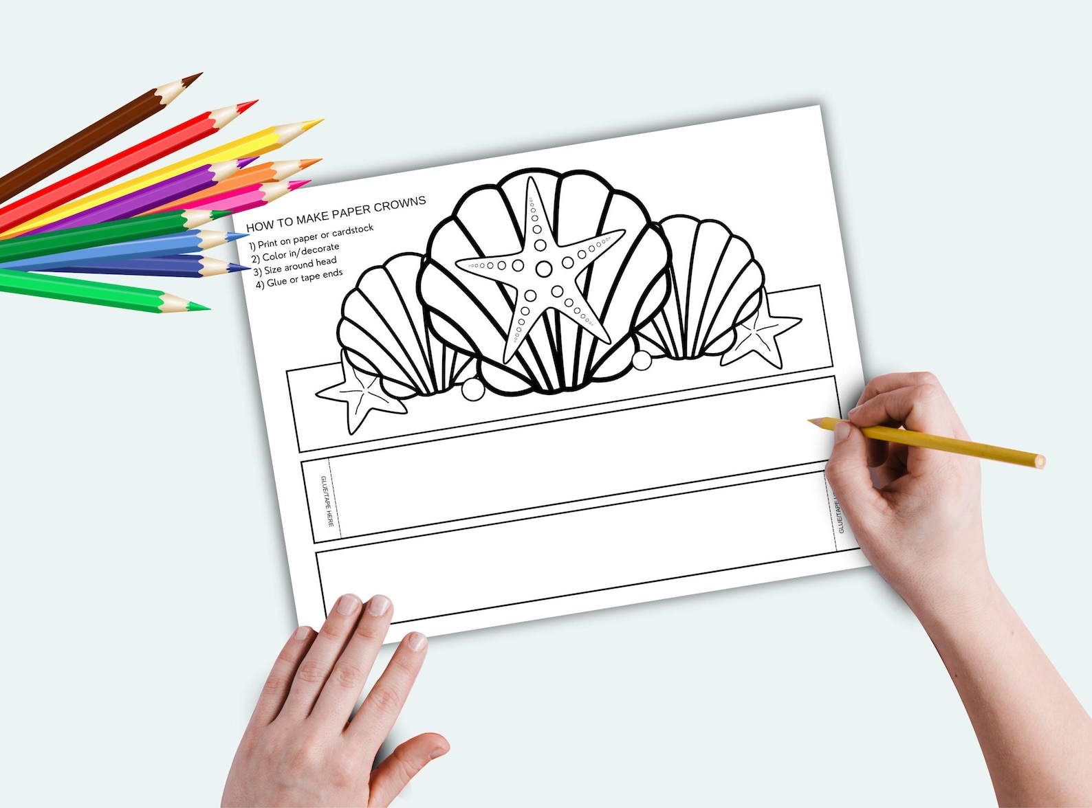 Mermaid Paper Crown Printable Mermaid Paper Crown Mermaid Coloring ...