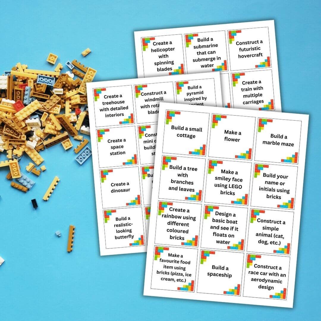 Brick Building Challenge Cards Printable Brick Challenges for Kids ...