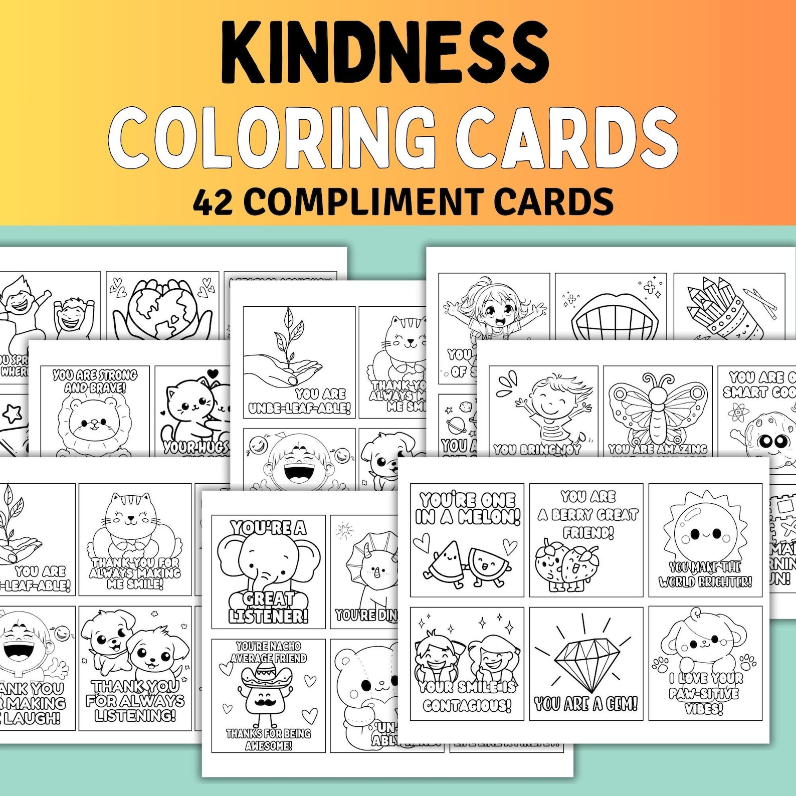 Kindness Cards for Kids Printable Compliment Cards Positivity Cards ...