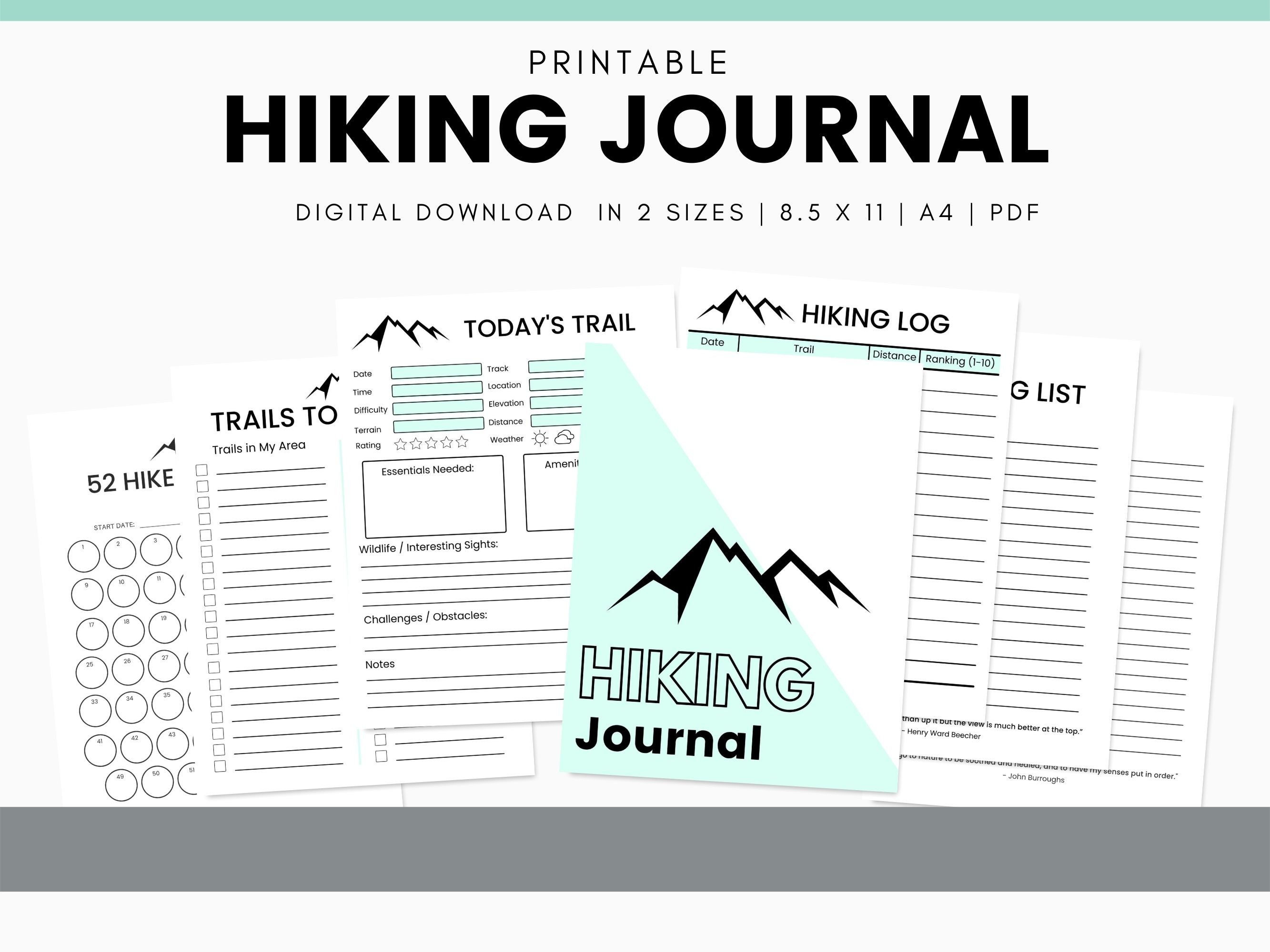 Printable Hiking Journal Hiking Trail Log Hiking Planner Download ...