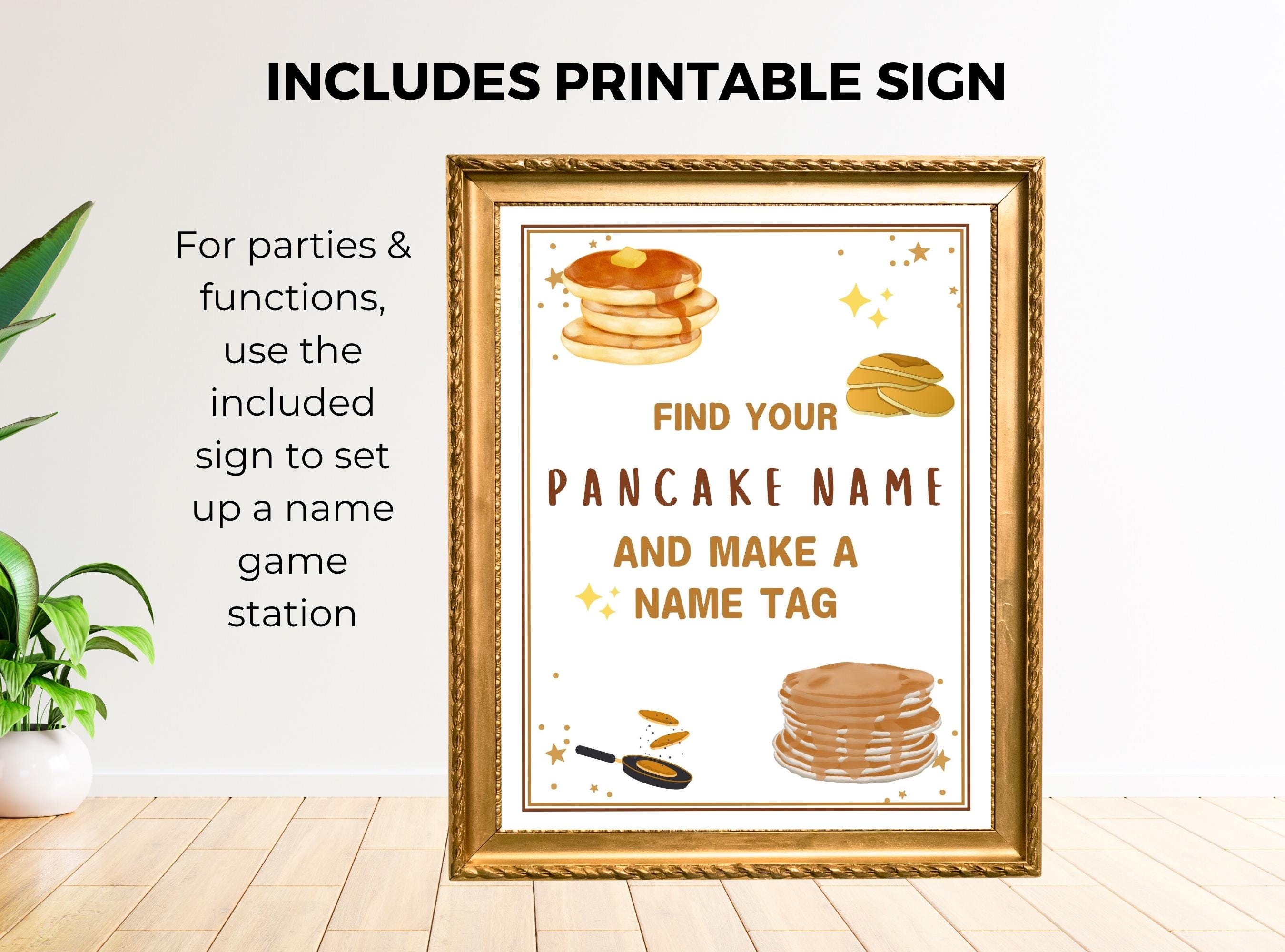 What's Your Pancake Name Game Printable Pancake Party Game Pancake Game ...