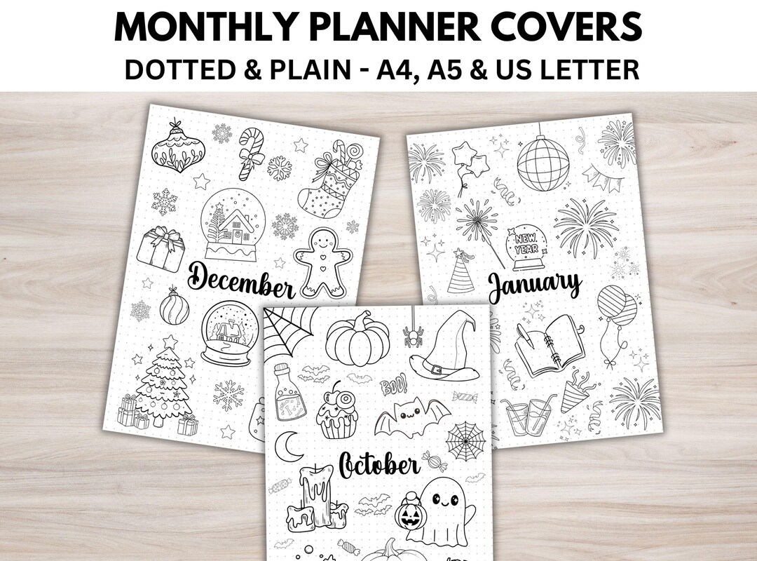 12 Month Title Pages Monthly Cover Monthly Title Page Printable Planner ...
