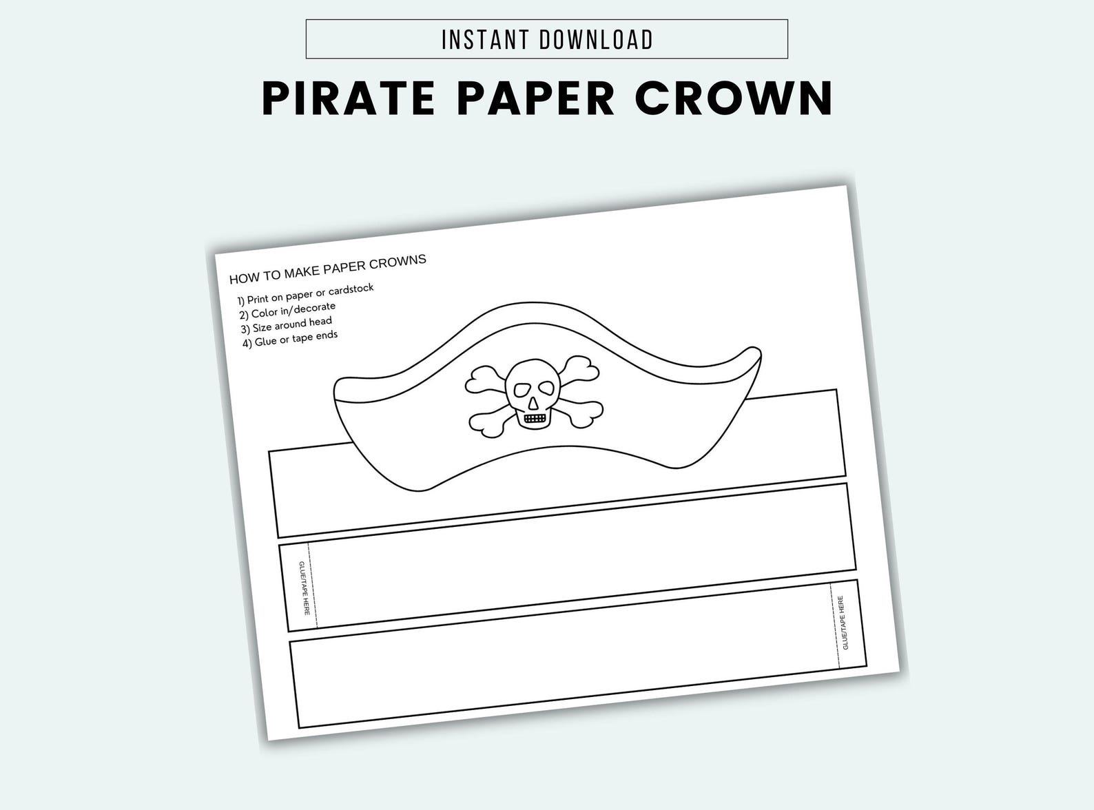 Pirate Paper Crown Printable Pirate Hat Paper Crown Pirate Hat Headband ...