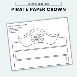 Pirate Paper Crown Printable Pirate Hat Paper Crown Pirate Hat Headband ...