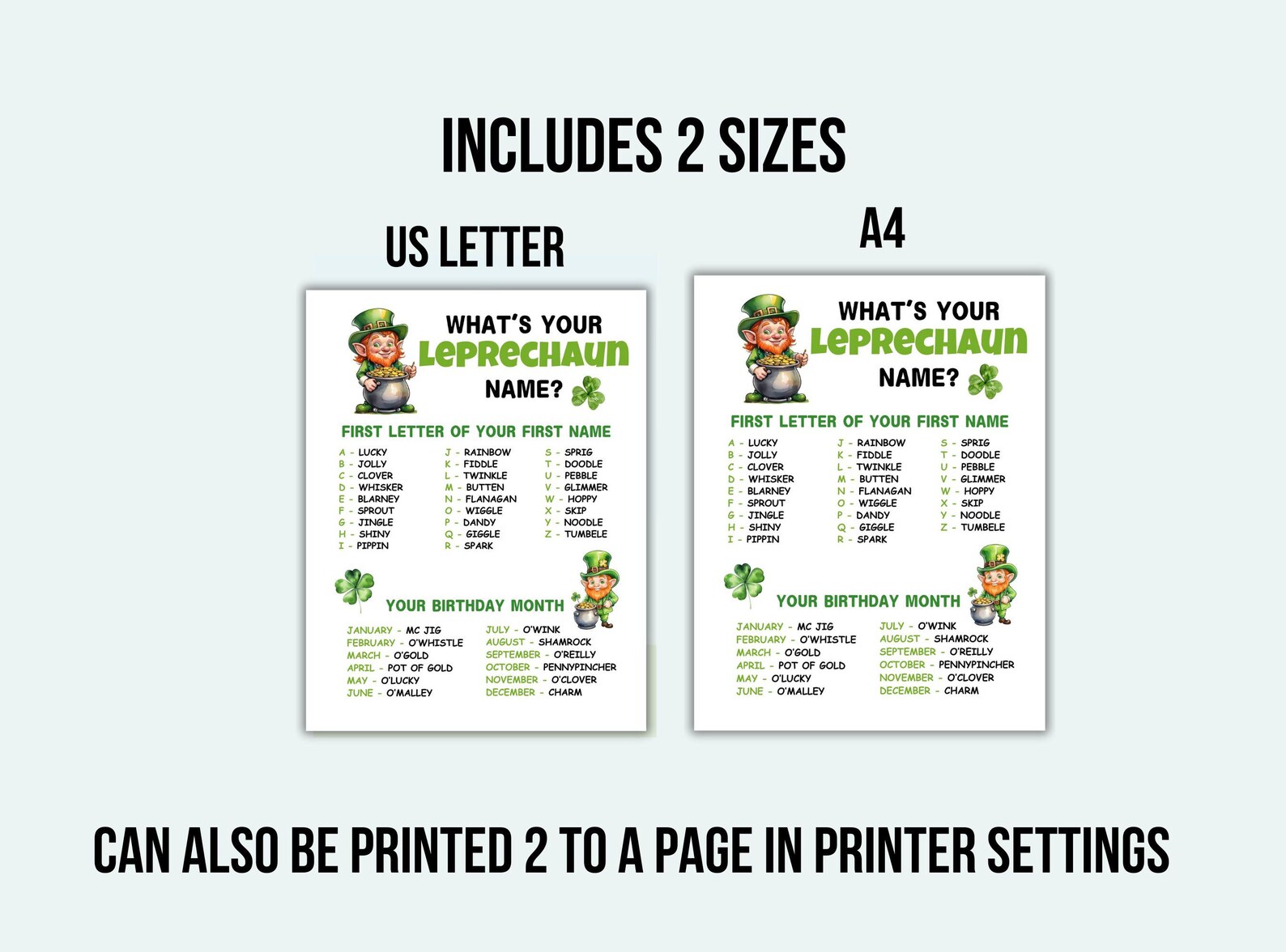 What's Your Leprechaun Name Party Game Printable St Patrick's Day Game ...