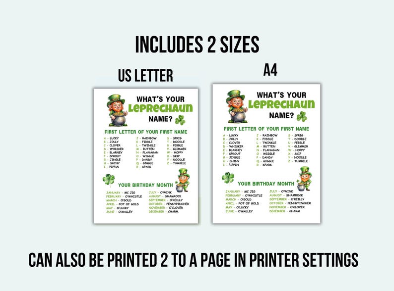 What's Your Leprechaun Name Party Game Printable St Patrick's Day Game ...
