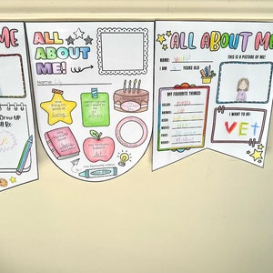 All About Me Banner Bundle First Day of School Printable Back to School ...