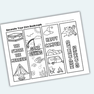Camping Bookmarks Printable Coloring Bookmarks for Kids Printable ...