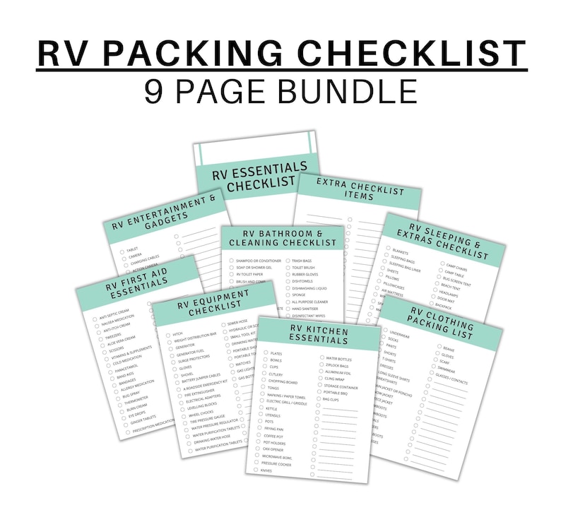 Printable RV Packing List RV Checklist Campervan Packing List Printable ...