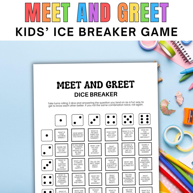 Meet and Greet Game Printable Ice Breaker Game Back to School Classroom ...