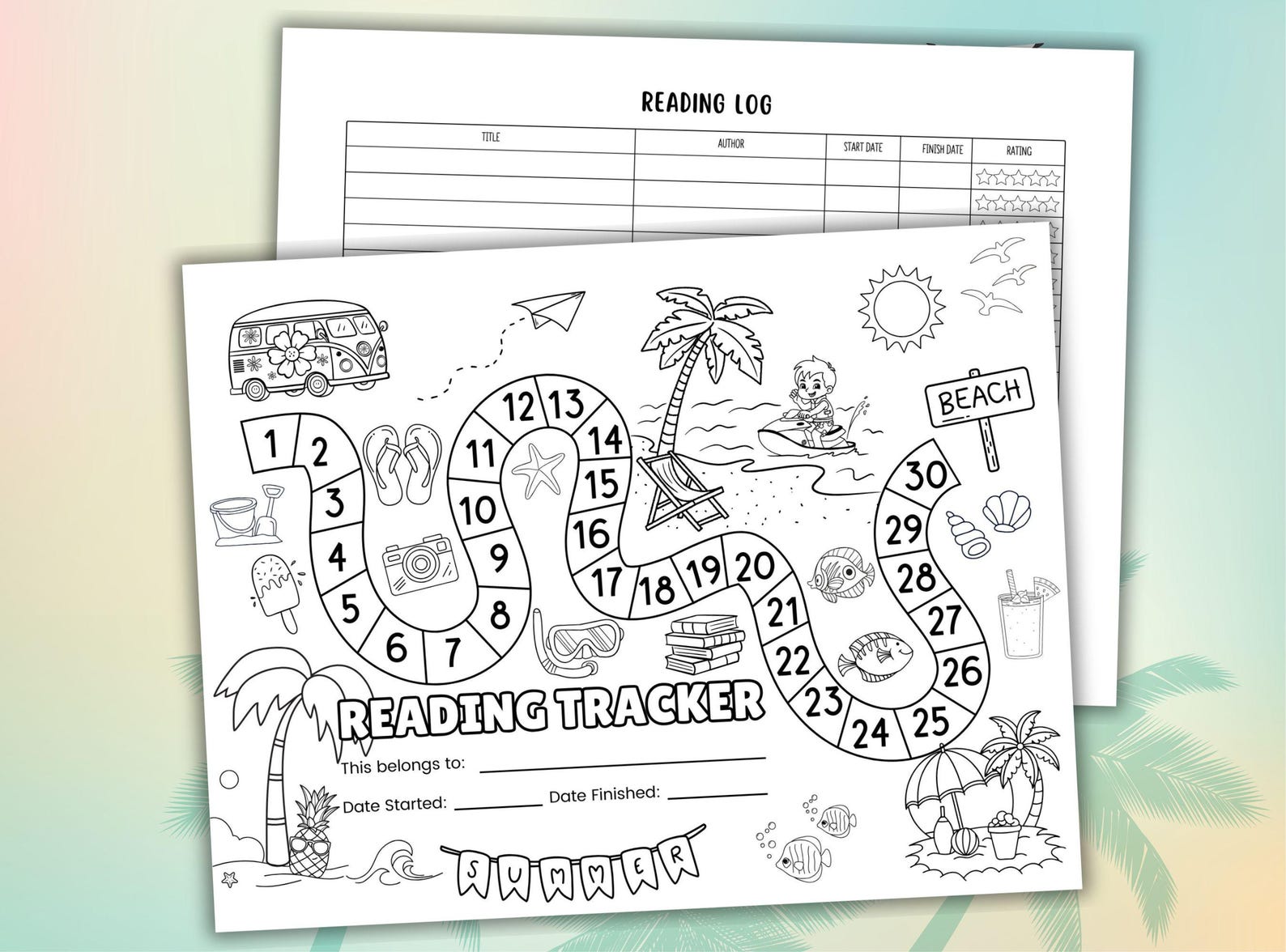 Summer Reading Challenge Reading Tracker for Kids Printable Book ...